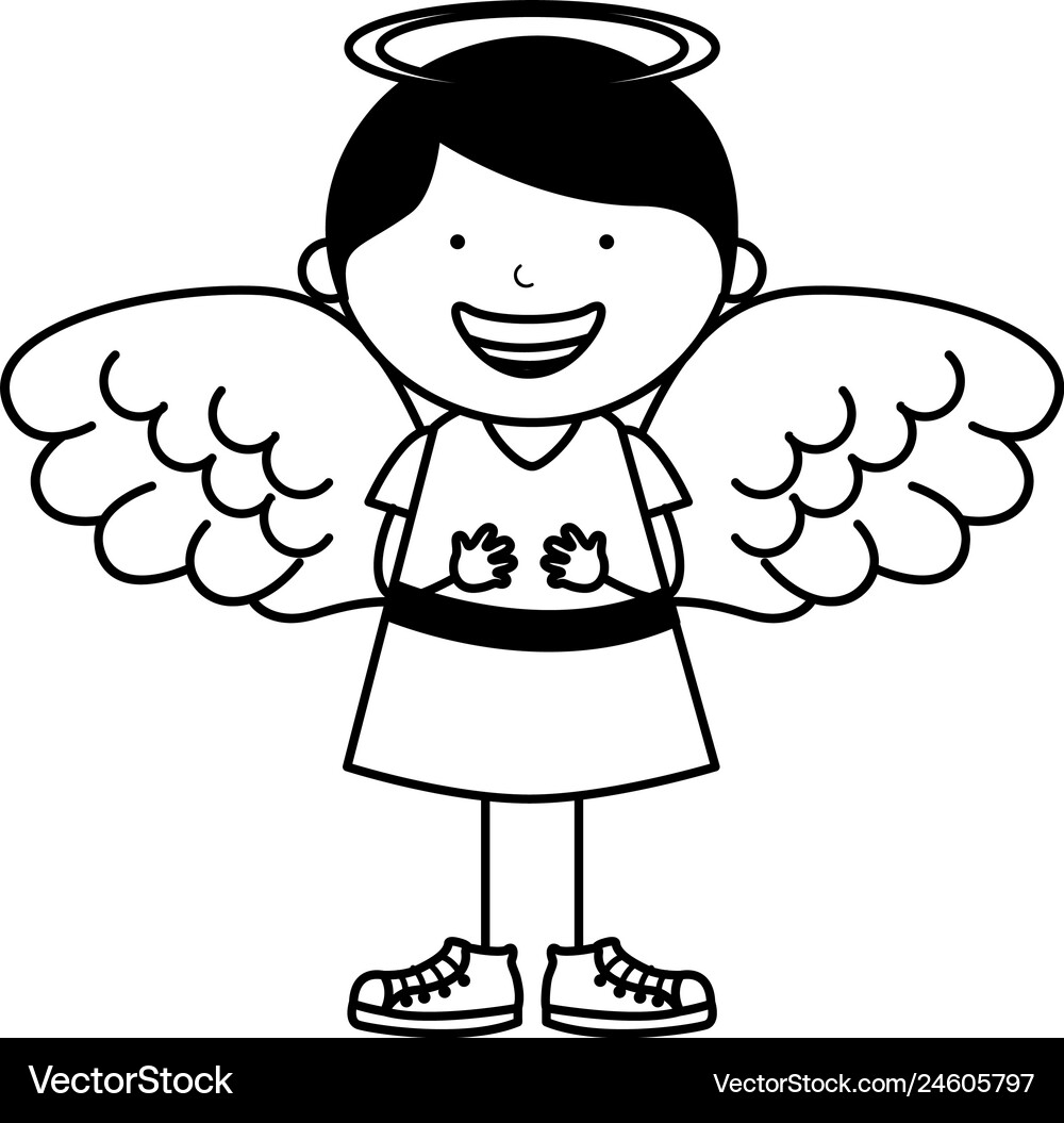 Little boy angel character Royalty Free Vector Image