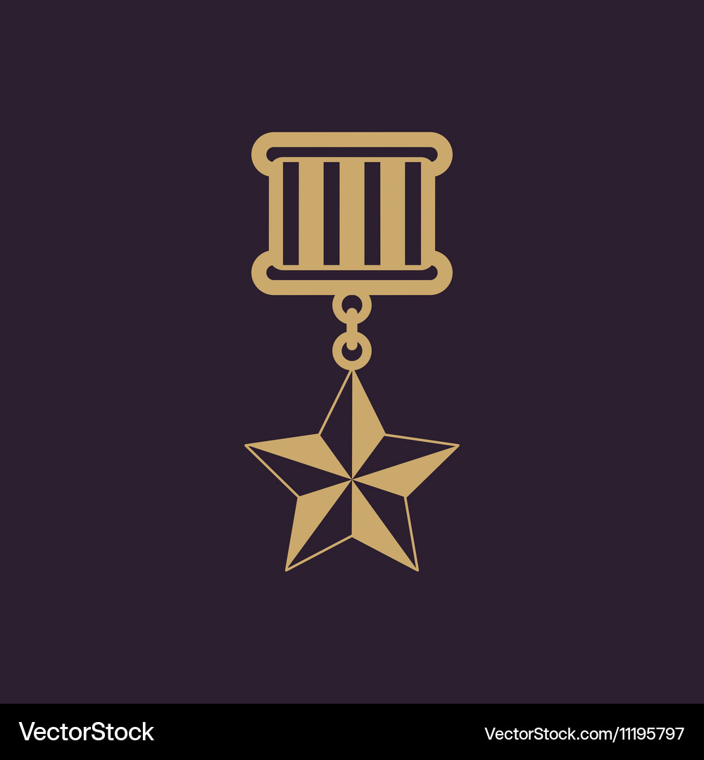 Medal icon honor symbol flat Royalty Free Vector Image