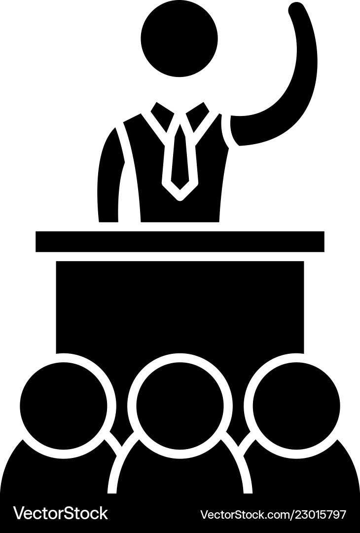 Political performance black icon sign on Vector Image
