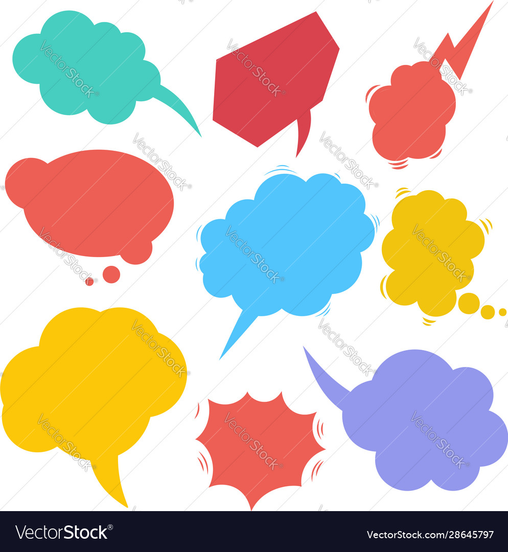 Set retro comic empty colored speech bubbles Vector Image