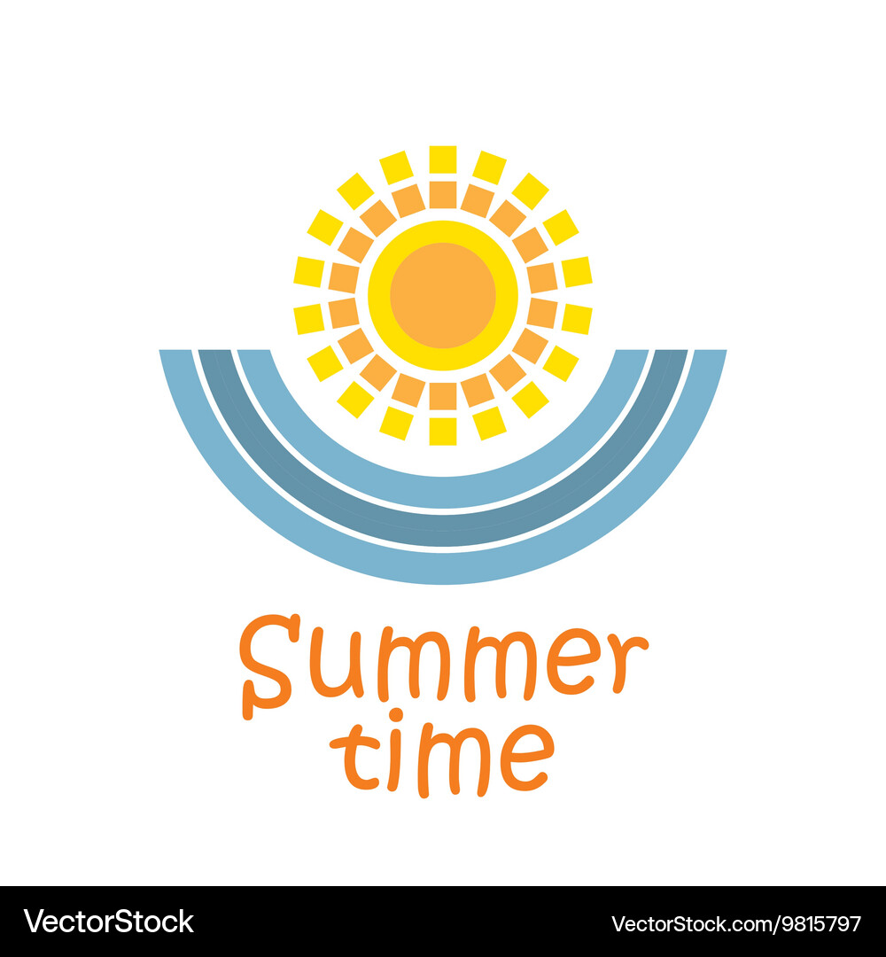 Summer time with sun and sea waves Royalty Free Vector Image