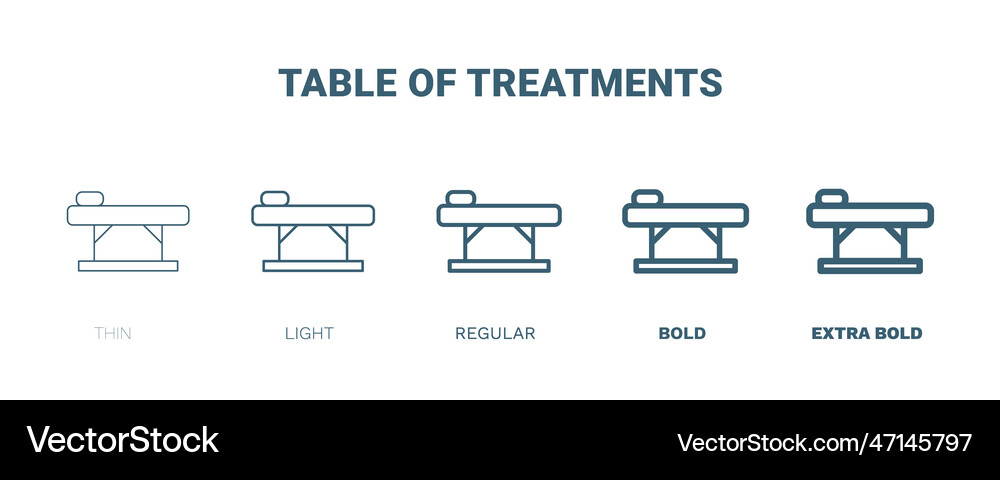 Table of treatments icon thin light regular bold Vector Image