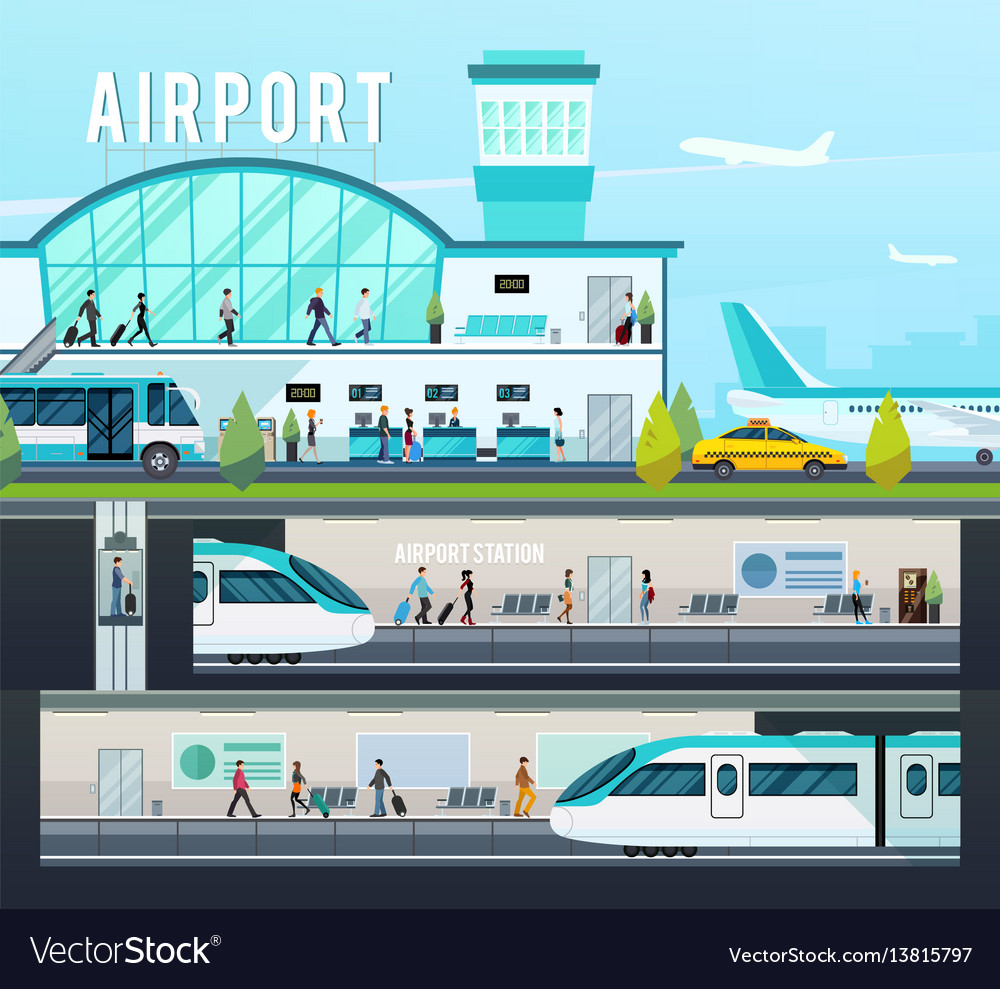Transport terminal compositions Royalty Free Vector Image