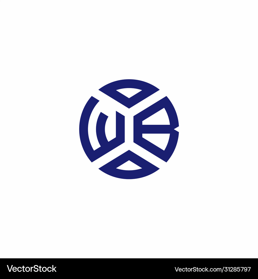 Wb monogram logo with abstract shapes in modern Vector Image