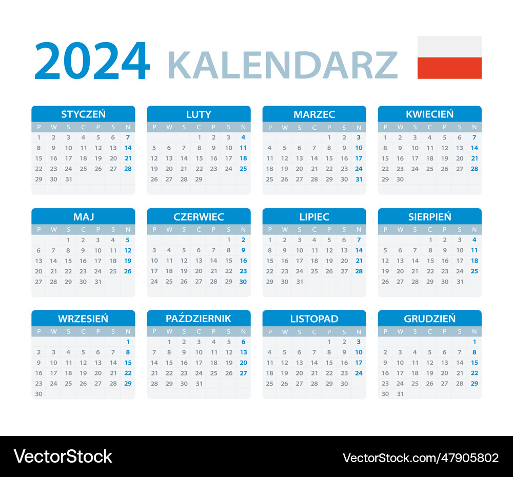 2024 calendar - template graphic Royalty Free Vector Image