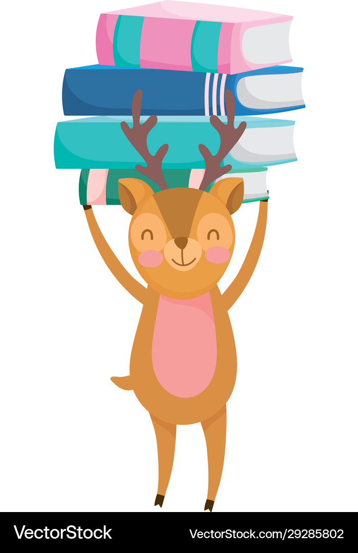 Back to school education cute deer with books Vector Image