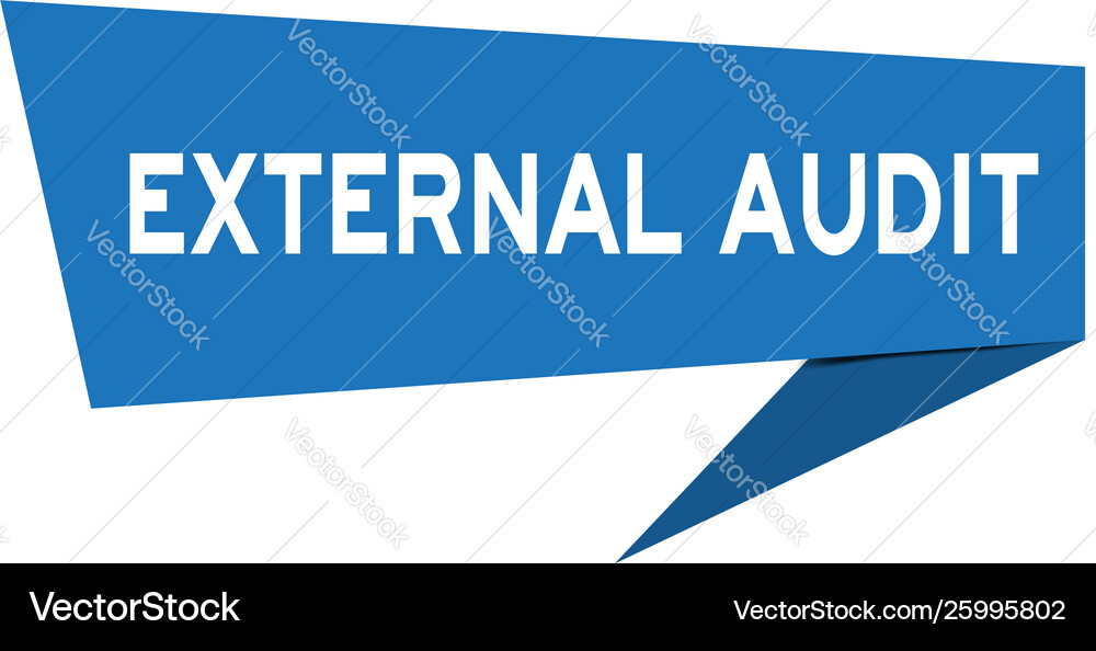 Blue paper speech banner with word external audit Vector Image