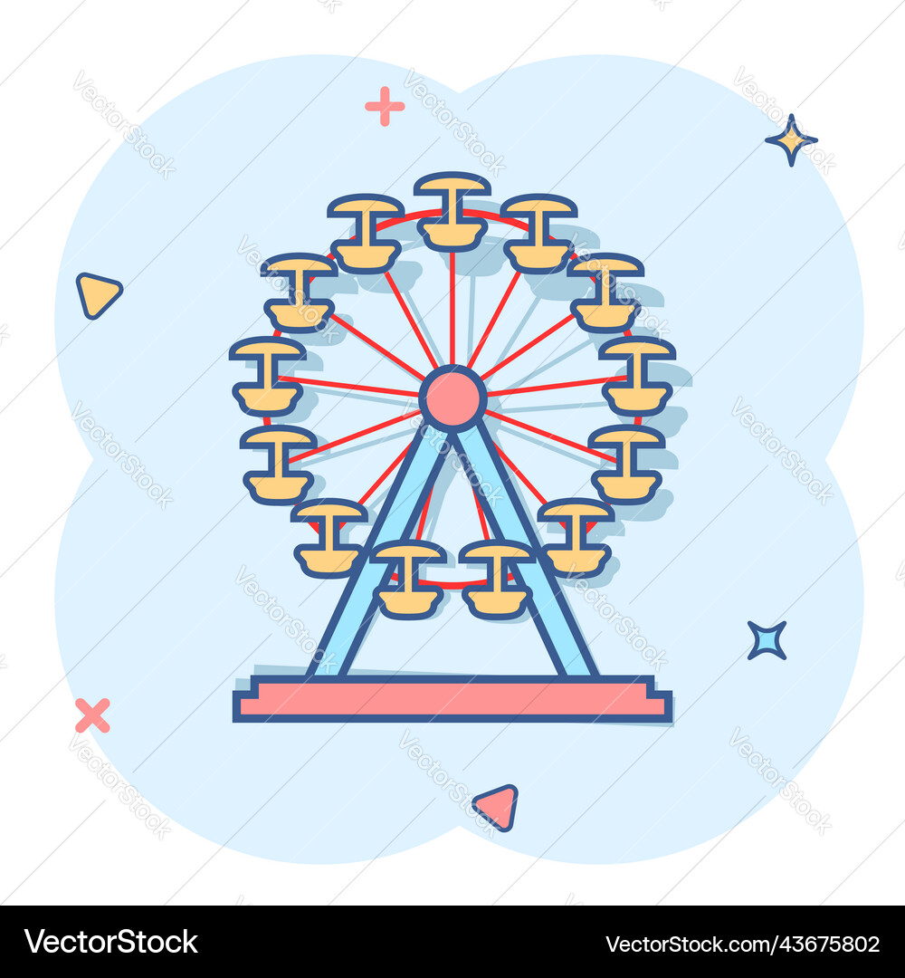 Cartoon ferris wheel icon in comic style carousel Vector Image