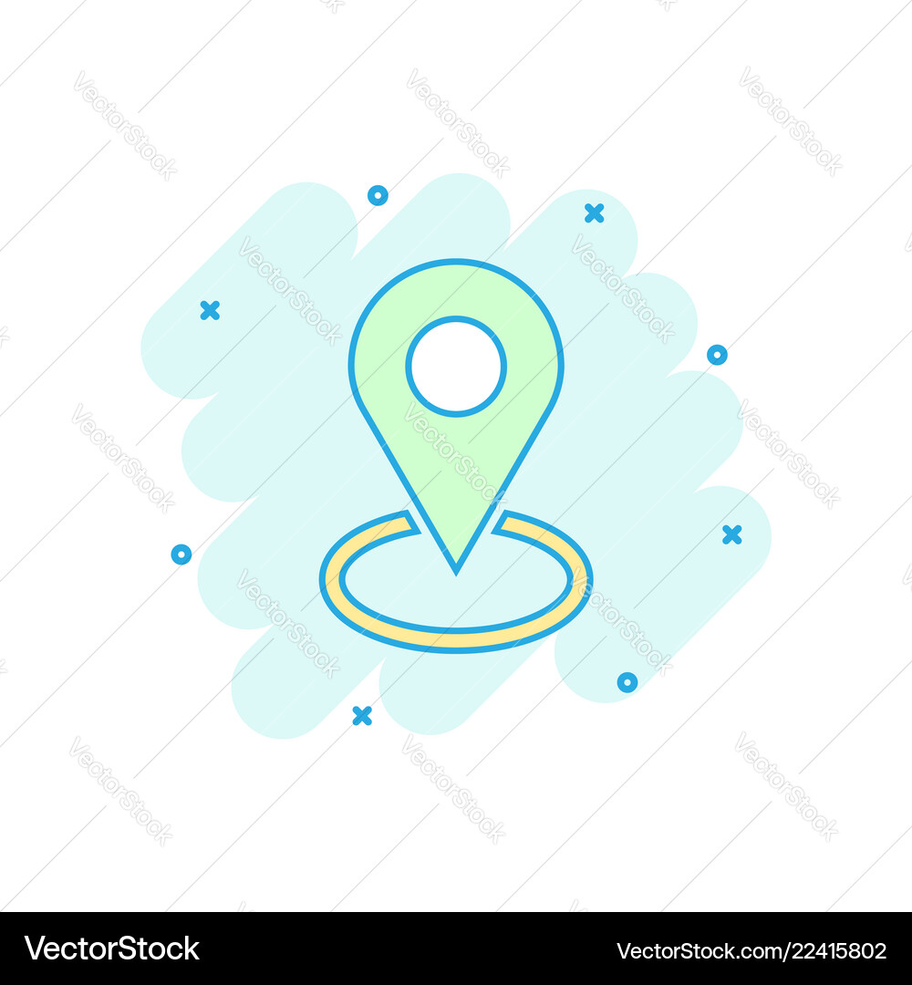 Cartoon pin location icon in comic style Vector Image