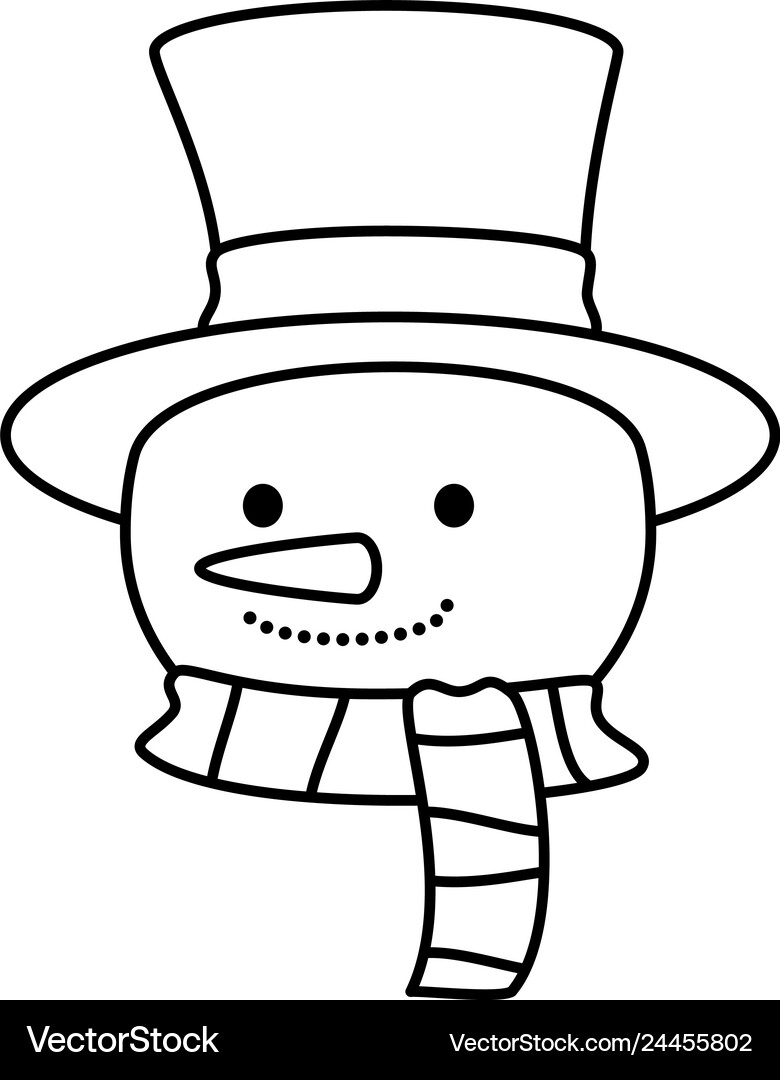 Cute snowman head christmas character Royalty Free Vector