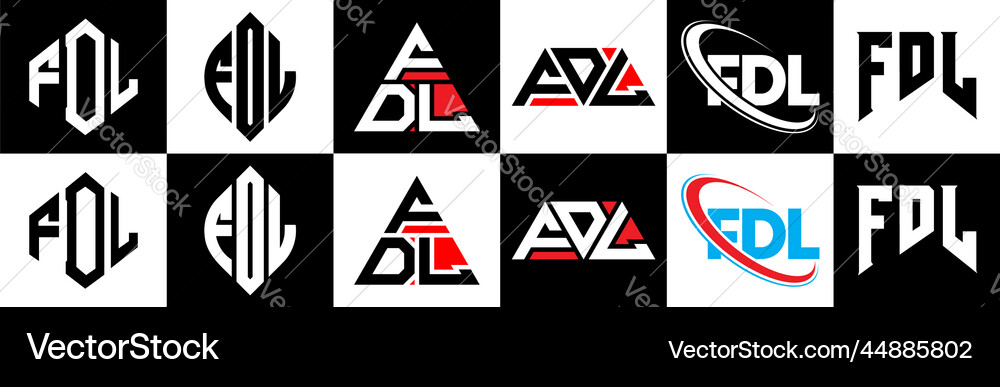 Fdl letter logo design in six style polygon Vector Image