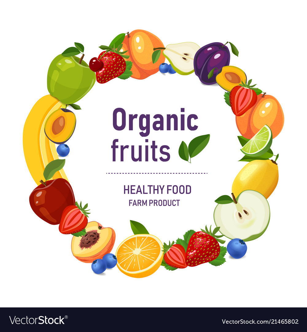 Fruits background with circle in centre Royalty Free Vector