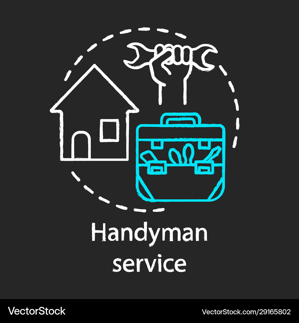 Handyman service chalk concept icon home Vector Image