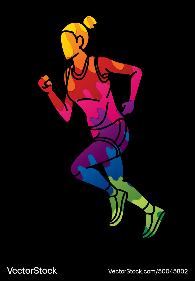 Marathon runner a woman start running action Vector Image
