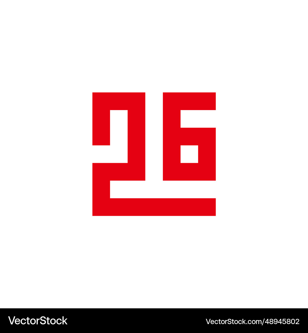 Number 26 square geometric symbol simple logo Vector Image