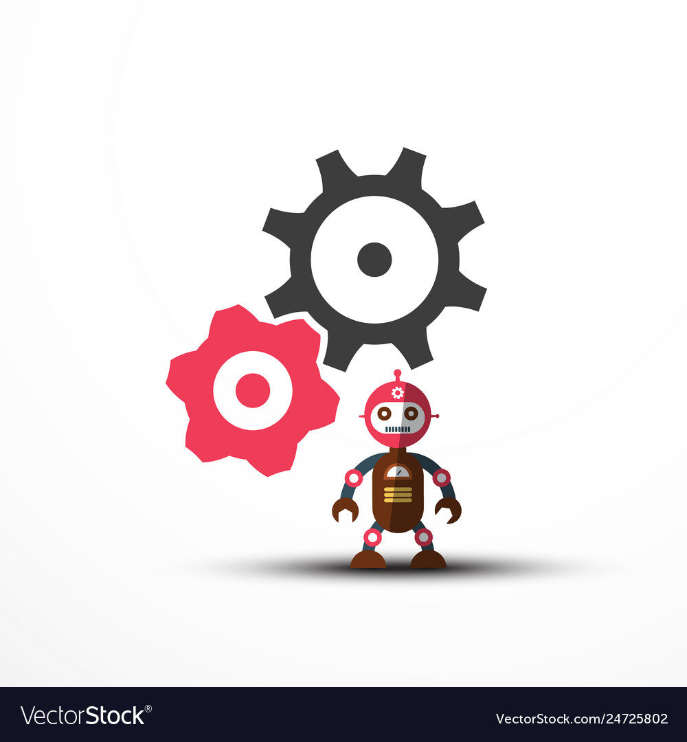 Robot icon with cogs - gears symbol Royalty Free Vector