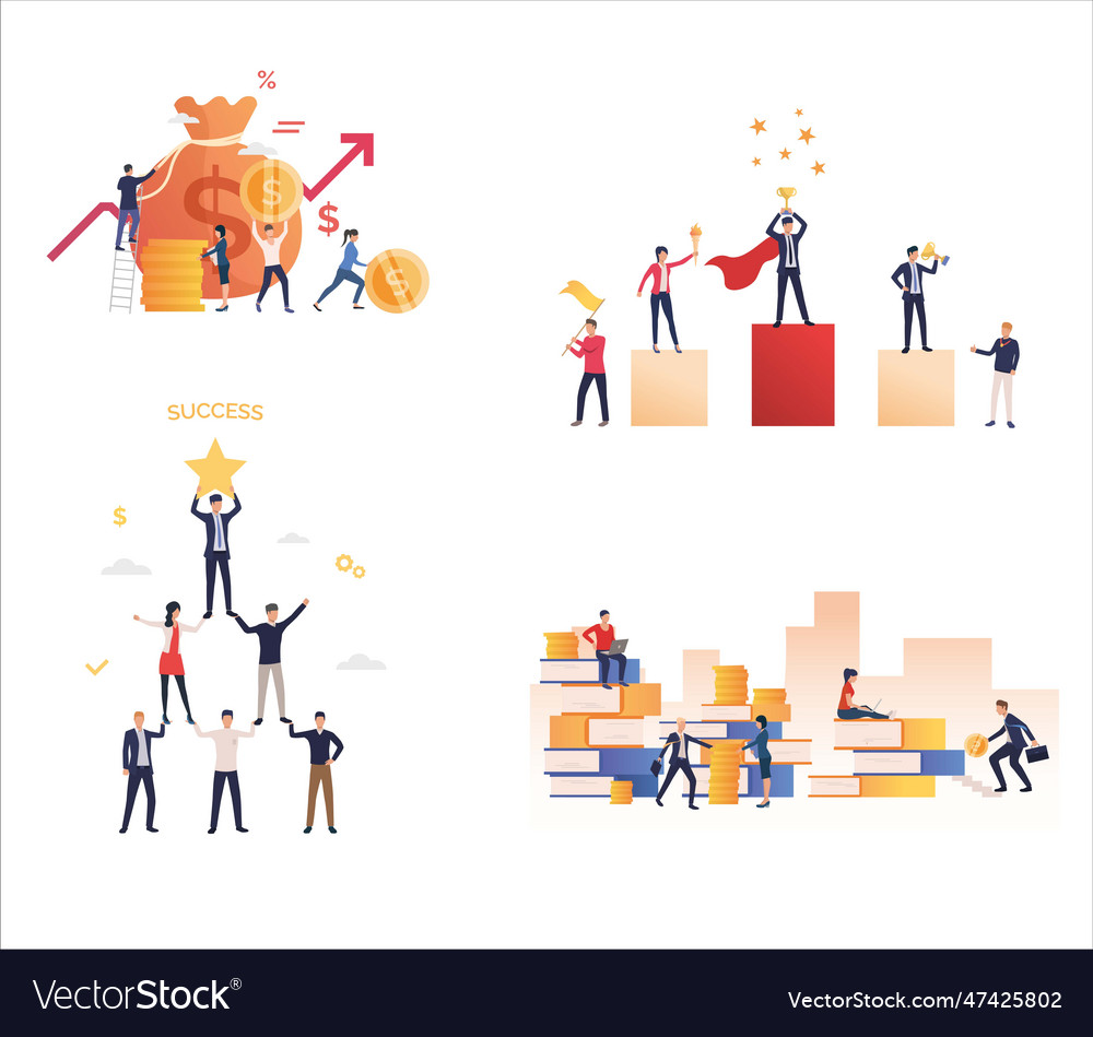 Set of office people achieving business goals Vector Image Set of office people achieving business goals Vector Image