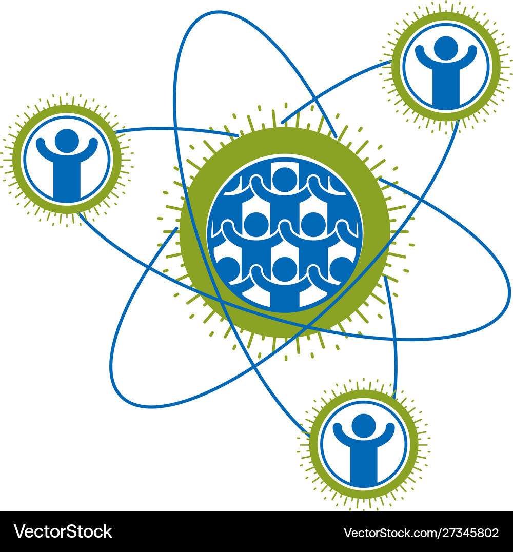 Society and person interaction creative logo Vector Image