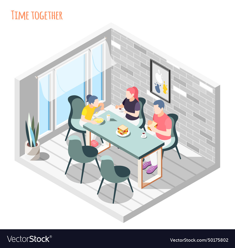 Time together isometric composition Royalty Free Vector
