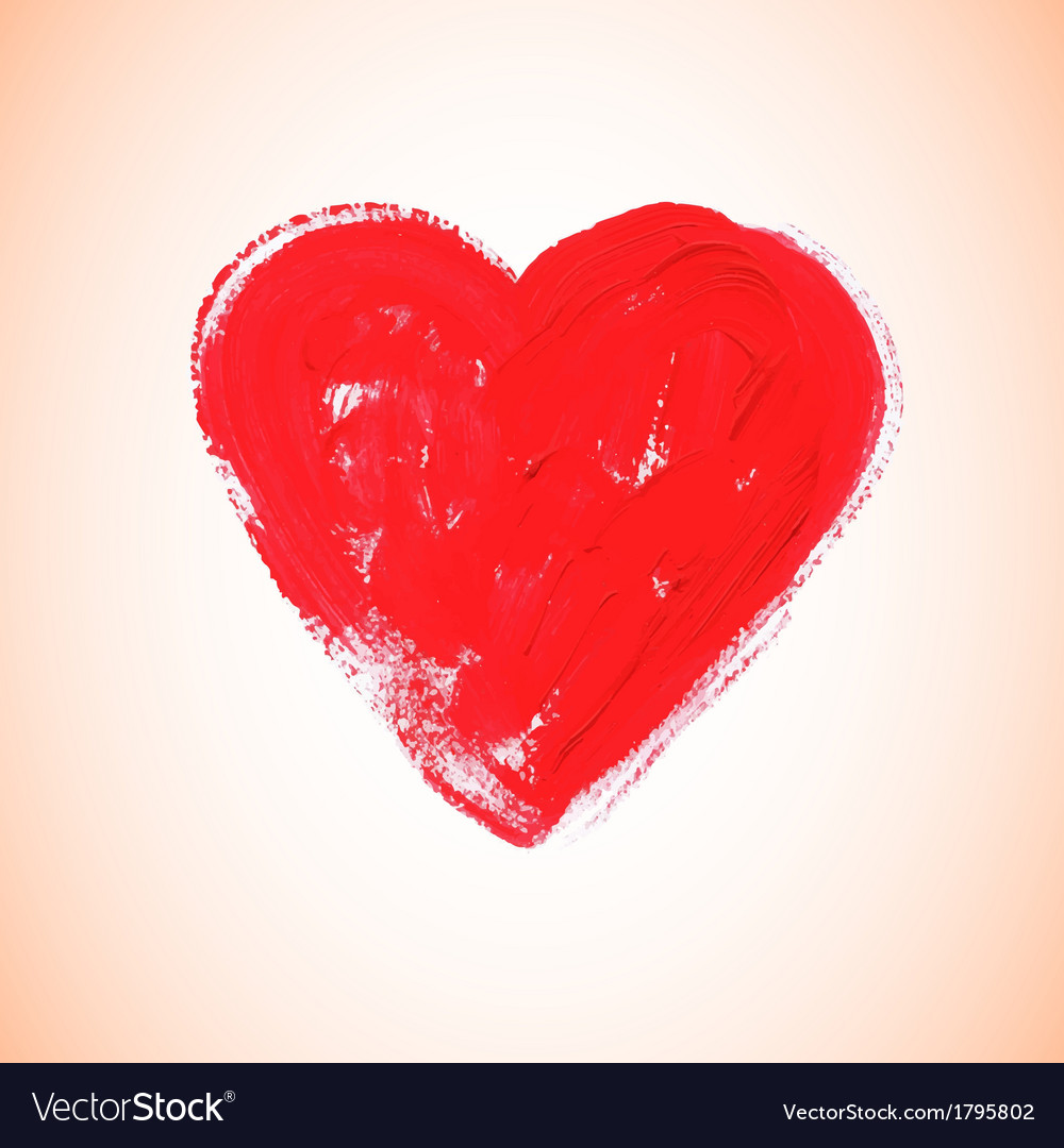 Watercolor red heart Royalty Free Vector Image