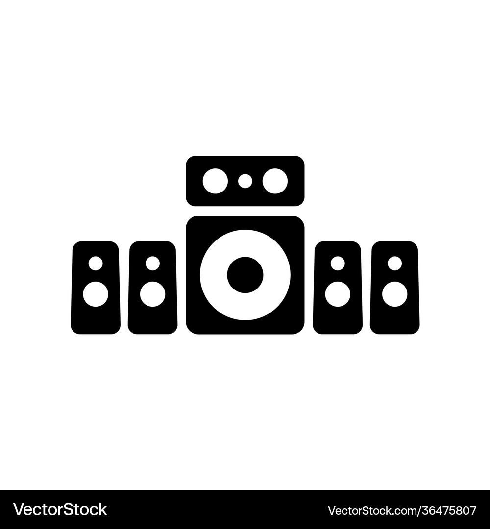 51 surround sound system glyph icon Royalty Free Vector