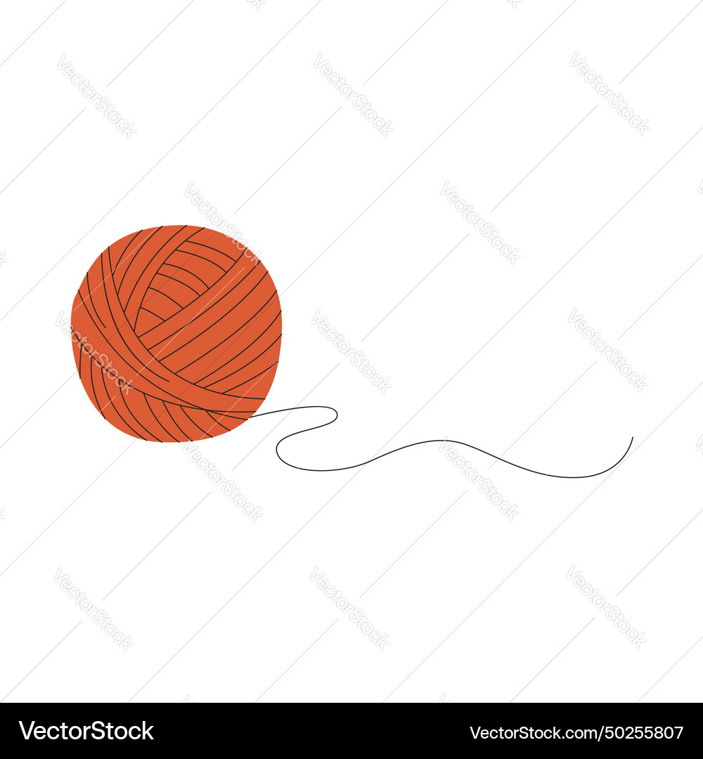 An unwound ball of knitting thread simple flat Vector Image