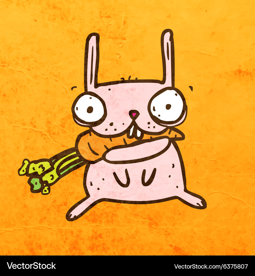 Bunny eating carrot cartoon Royalty Free Vector Image