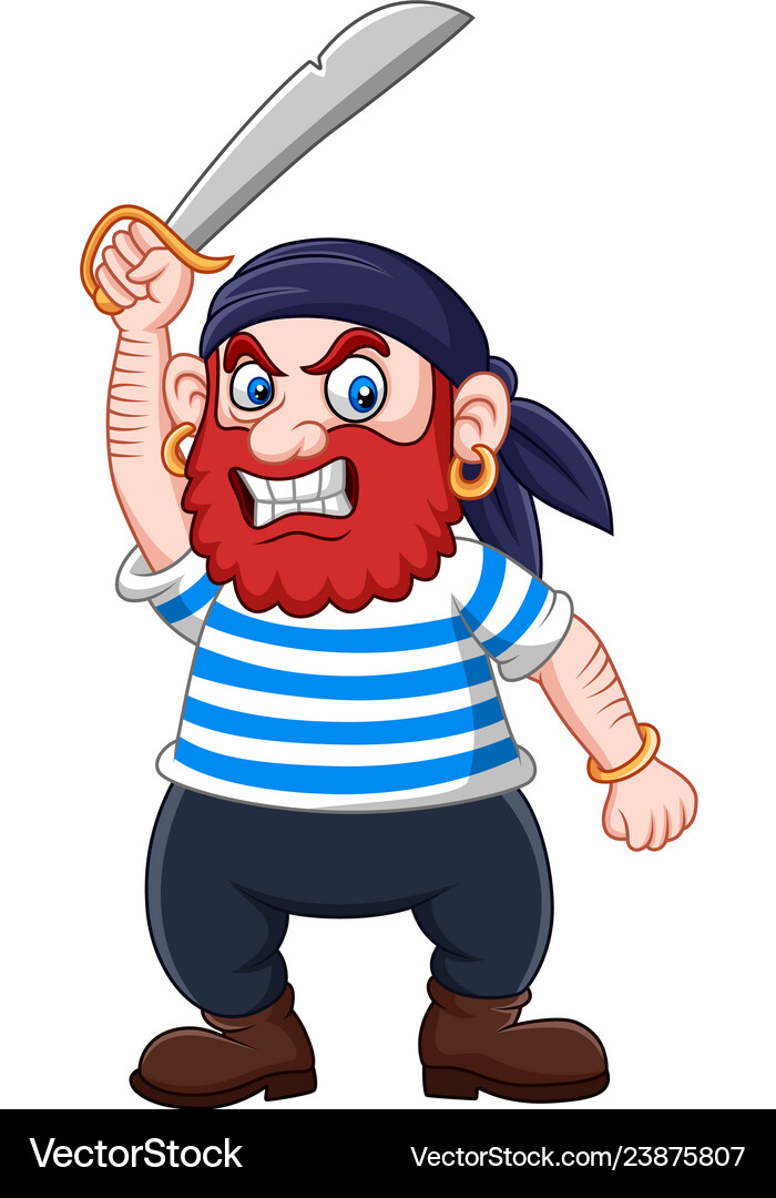 Cartoon pirate holding a sword Royalty Free Vector Image