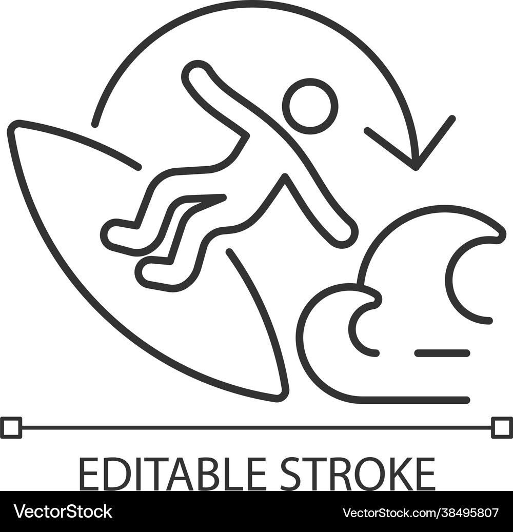 Carve surfing maneuver linear icon Royalty Free Vector Image