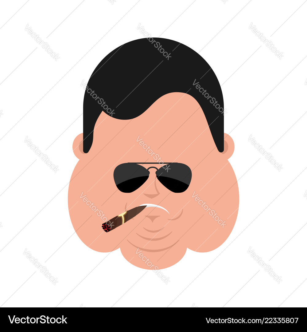 Cool fat serious face avatar stout guy smoking Vector Image