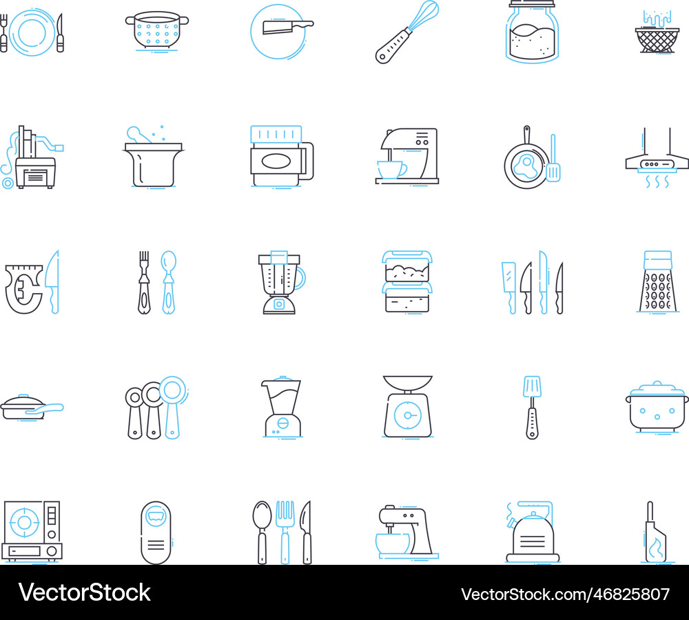 Cuisine culinary linear icons set spice flavor Vector Image