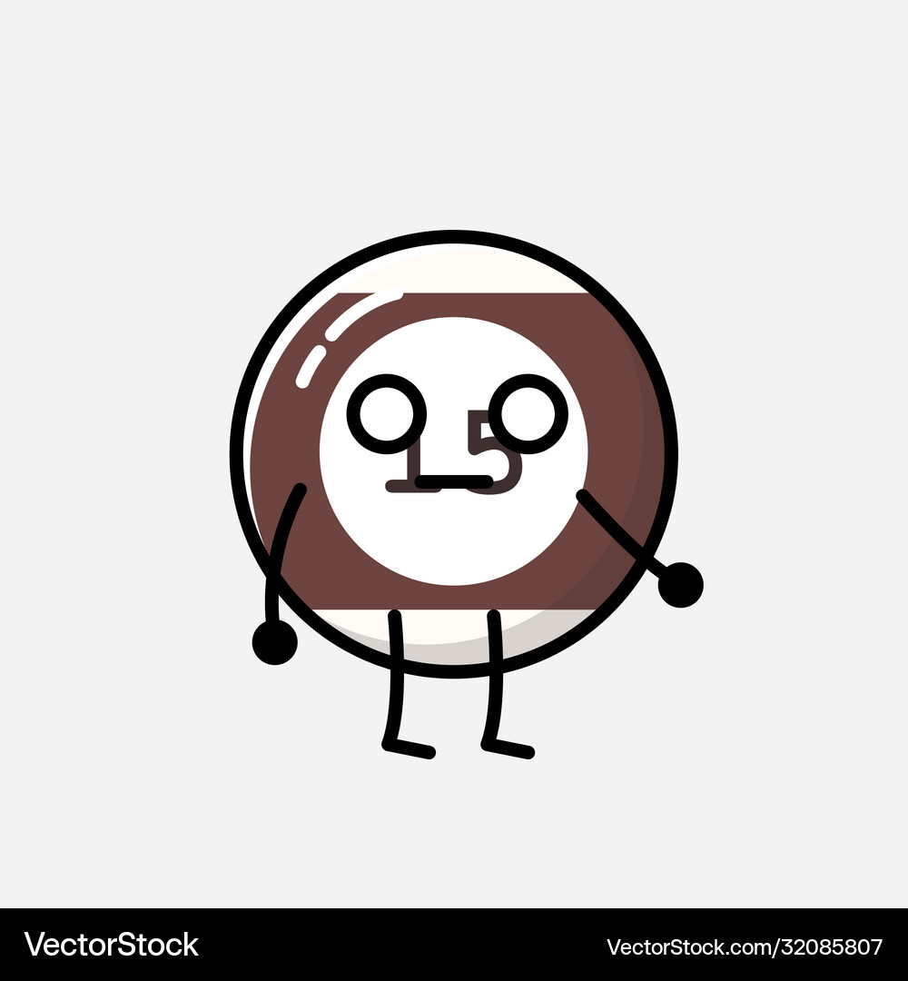 Cute billiard ball mascot character in flat Vector Image