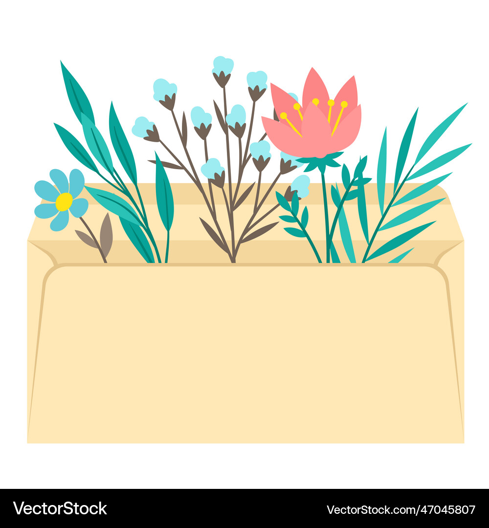 Envelope with flowers romantic letter floral Vector Image