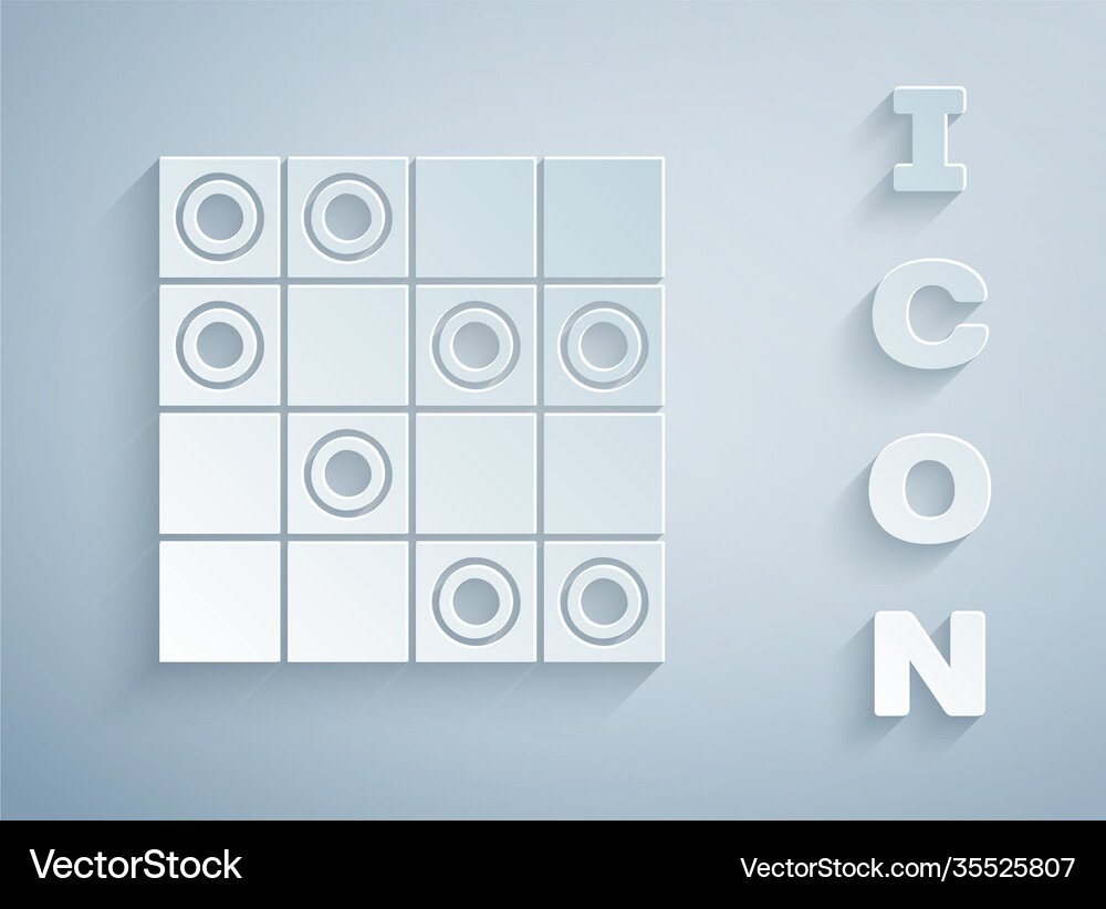 Paper cut board game checkers icon isolated Vector Image
