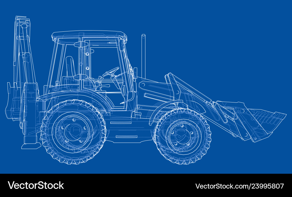 Sketch of loading shovel with back actor Vector Image