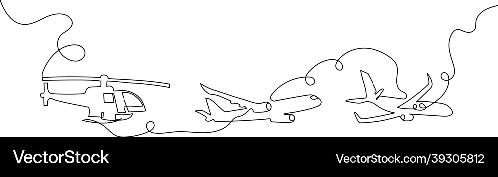 Air transport continuous line drawing set one Vector Image