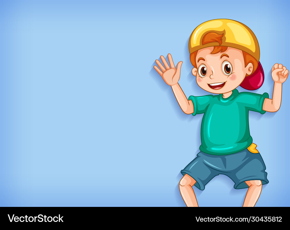 Background template design with happy boy waving Vector Image