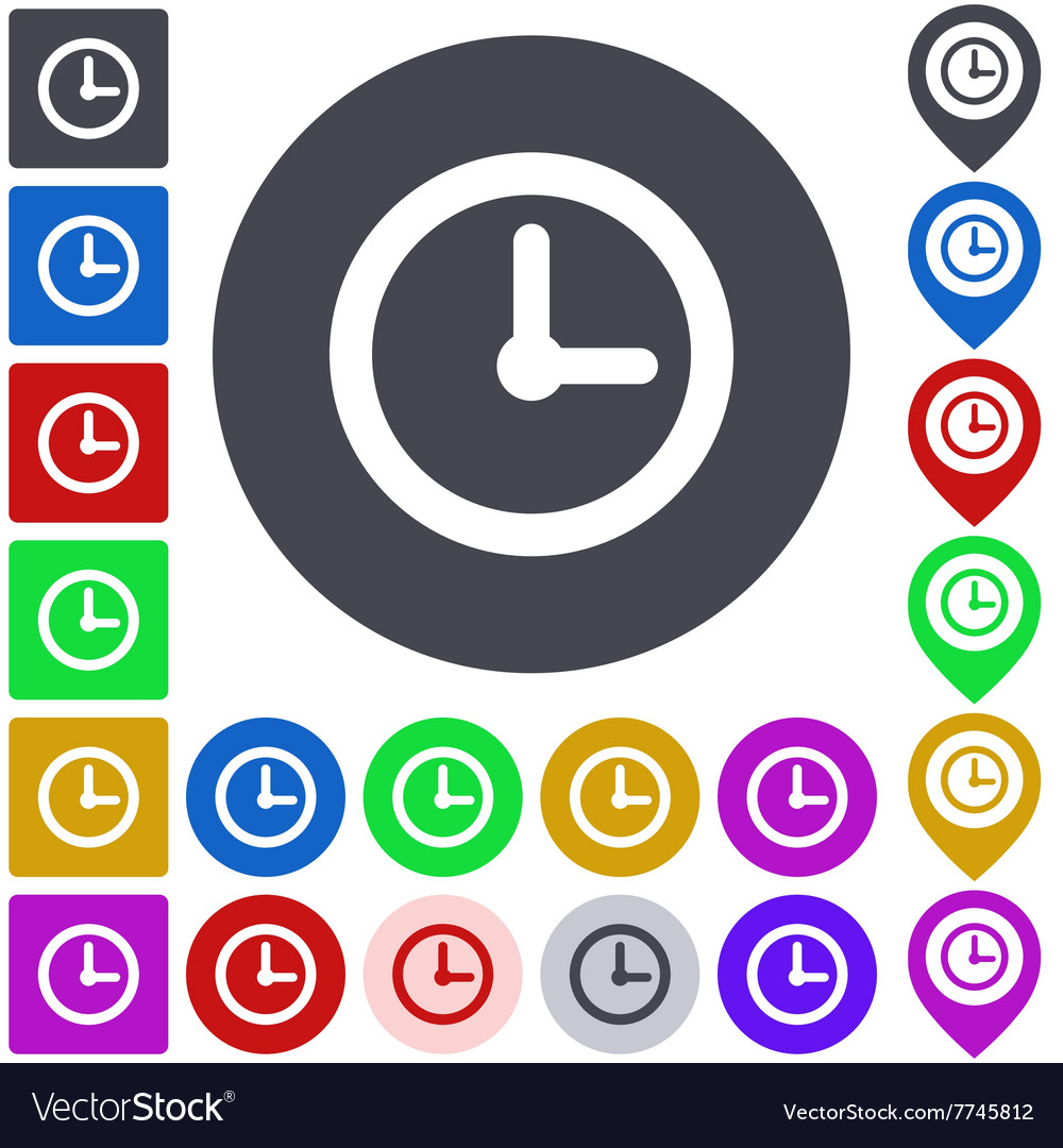 Color time icon set Royalty Free Vector Image - VectorStock