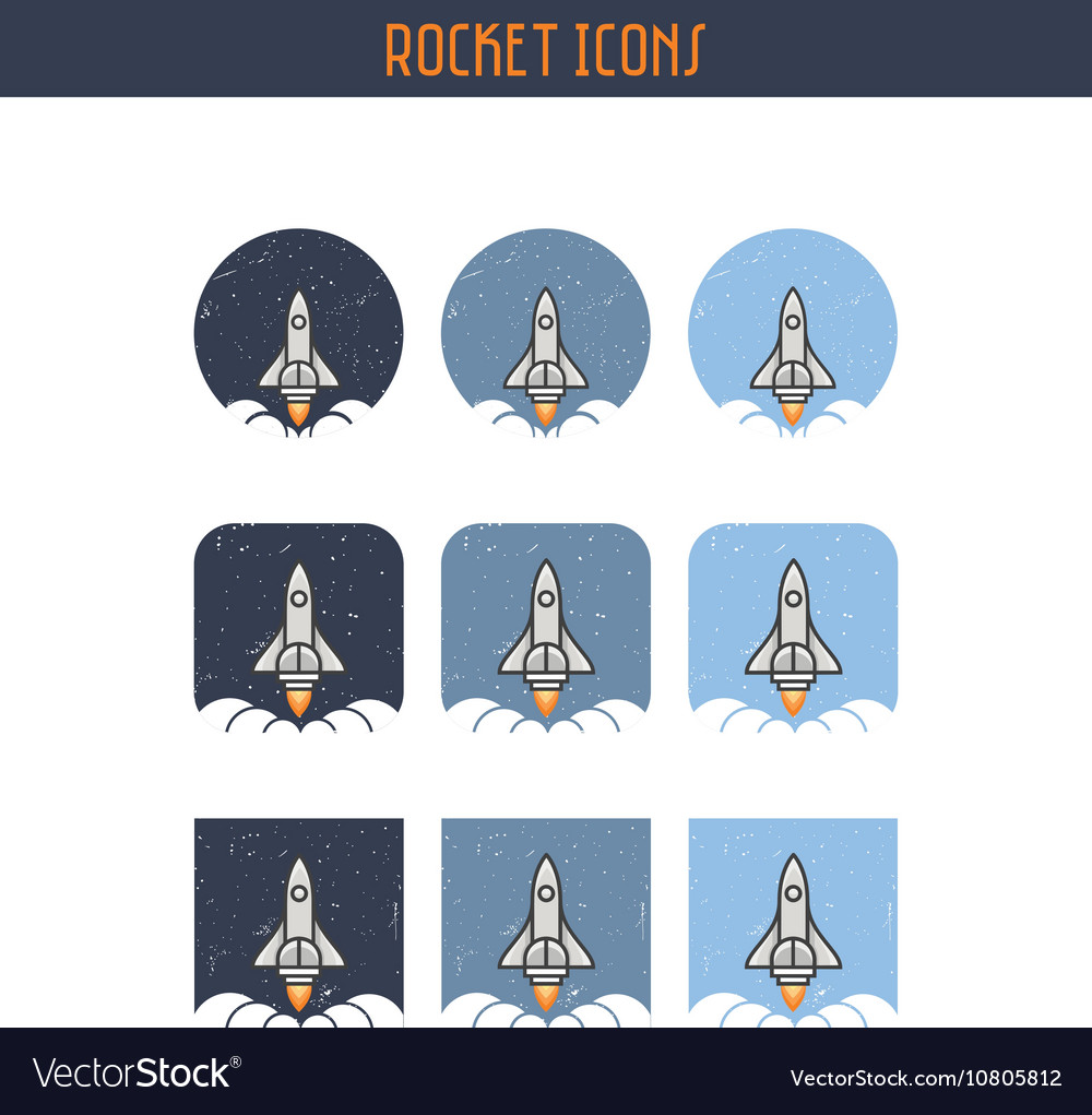 Flat rocket icon set Royalty Free Vector Image