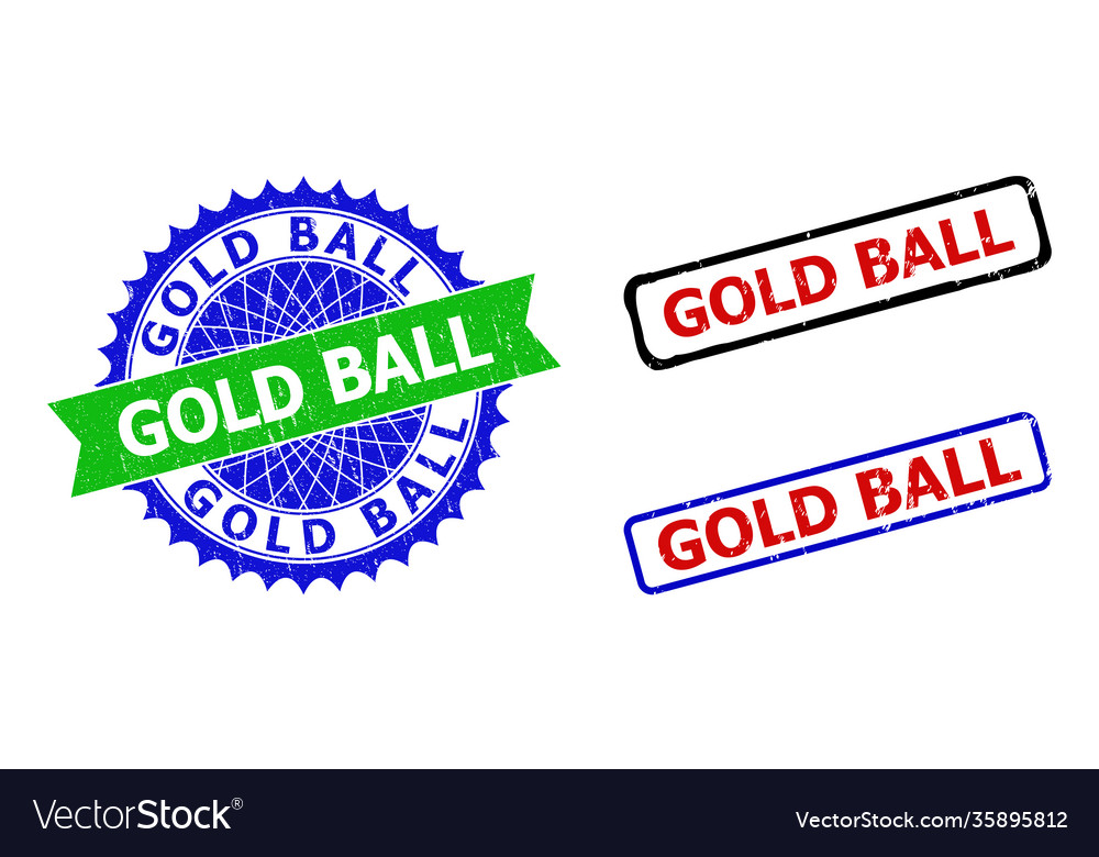 Gold ball rosette and rectangle bicolor badges Vector Image