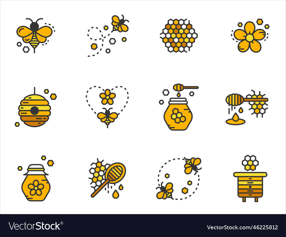 Honey icons set Royalty Free Vector Image - VectorStock