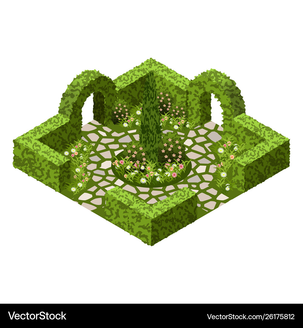 Isometric garden landscape scene Royalty Free Vector Image