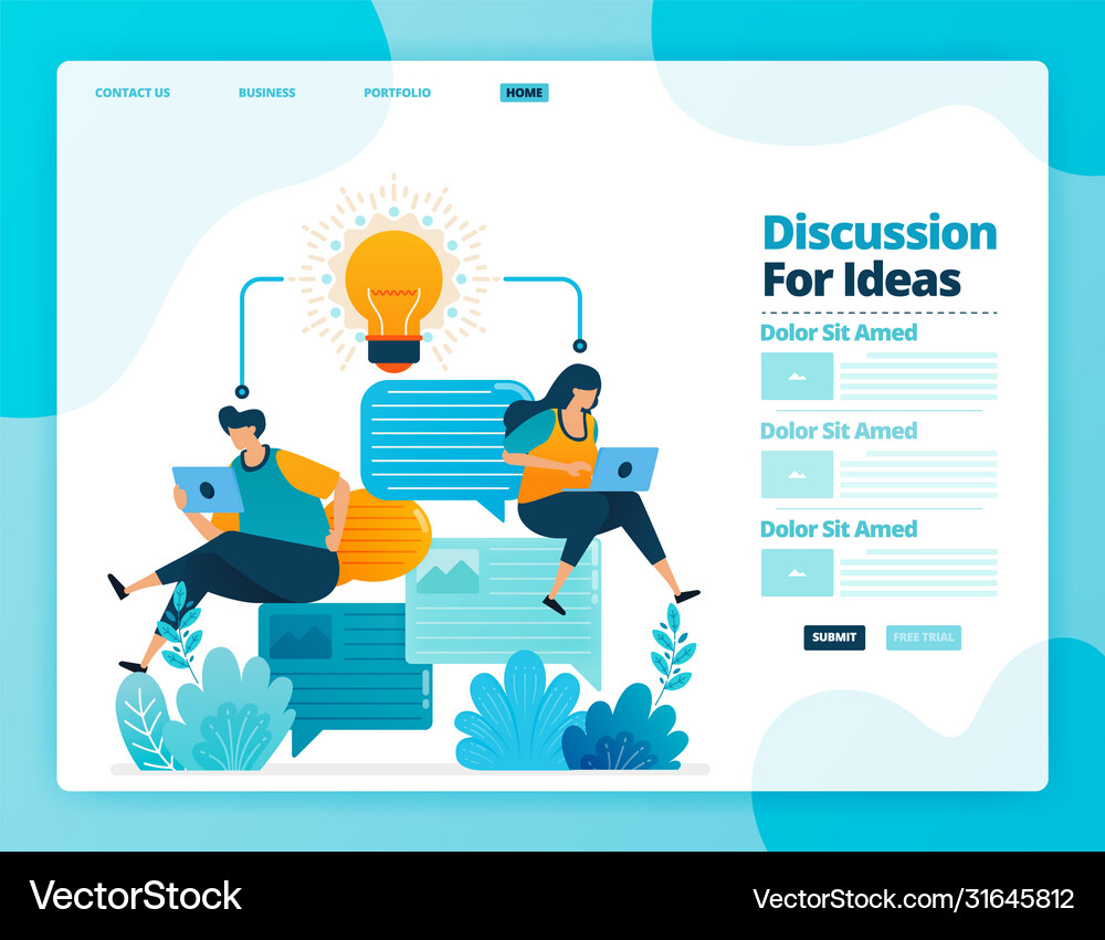Landing page design discussion for ideas Vector Image