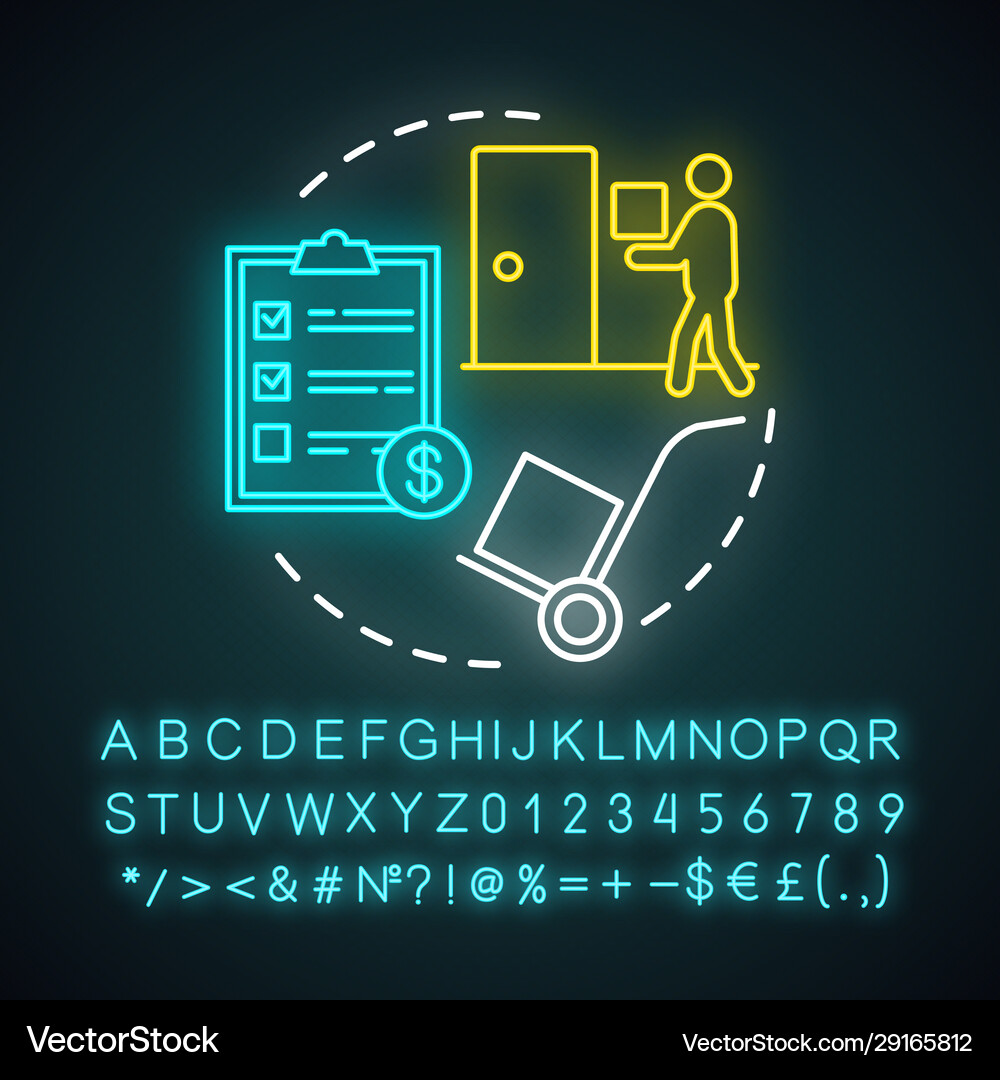 Moving help neon light concept icon home service Vector Image