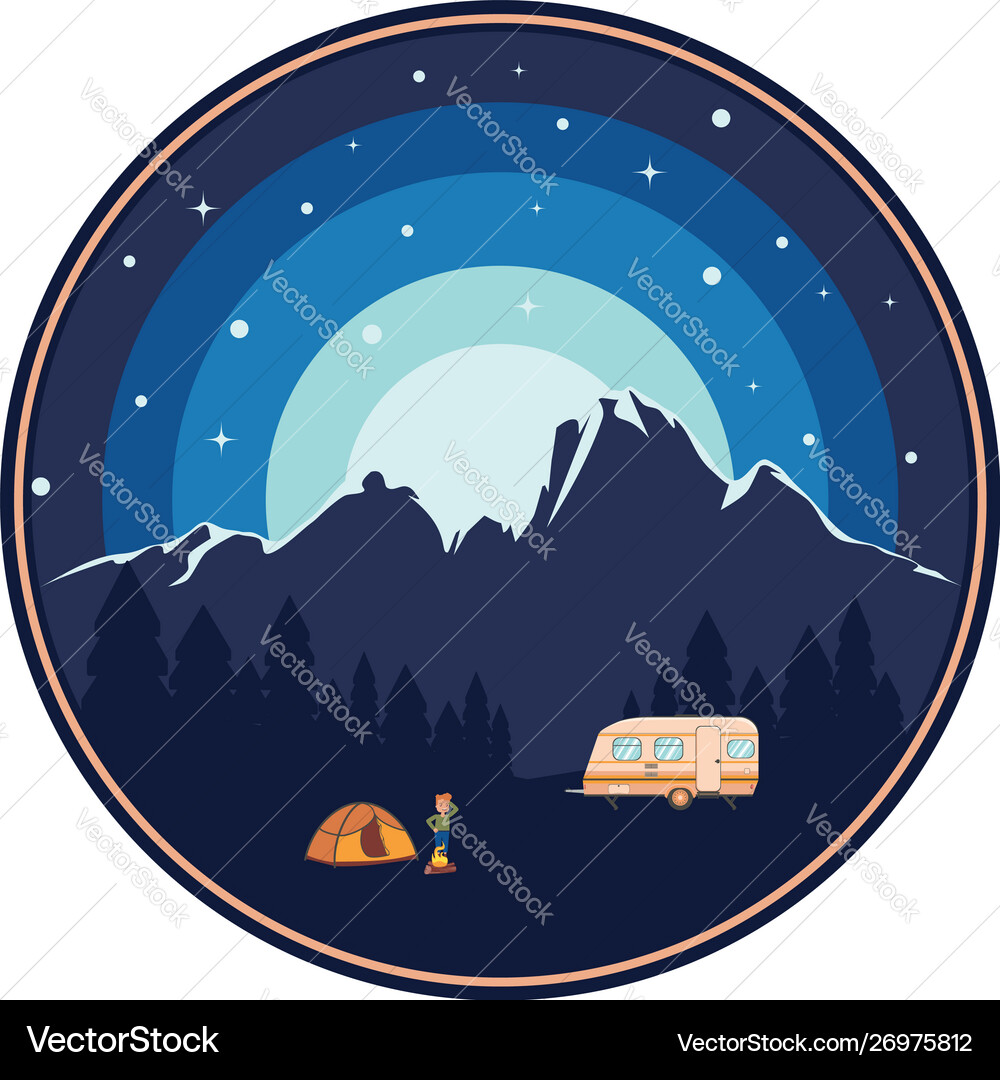 Night camping poster Royalty Free Vector Image