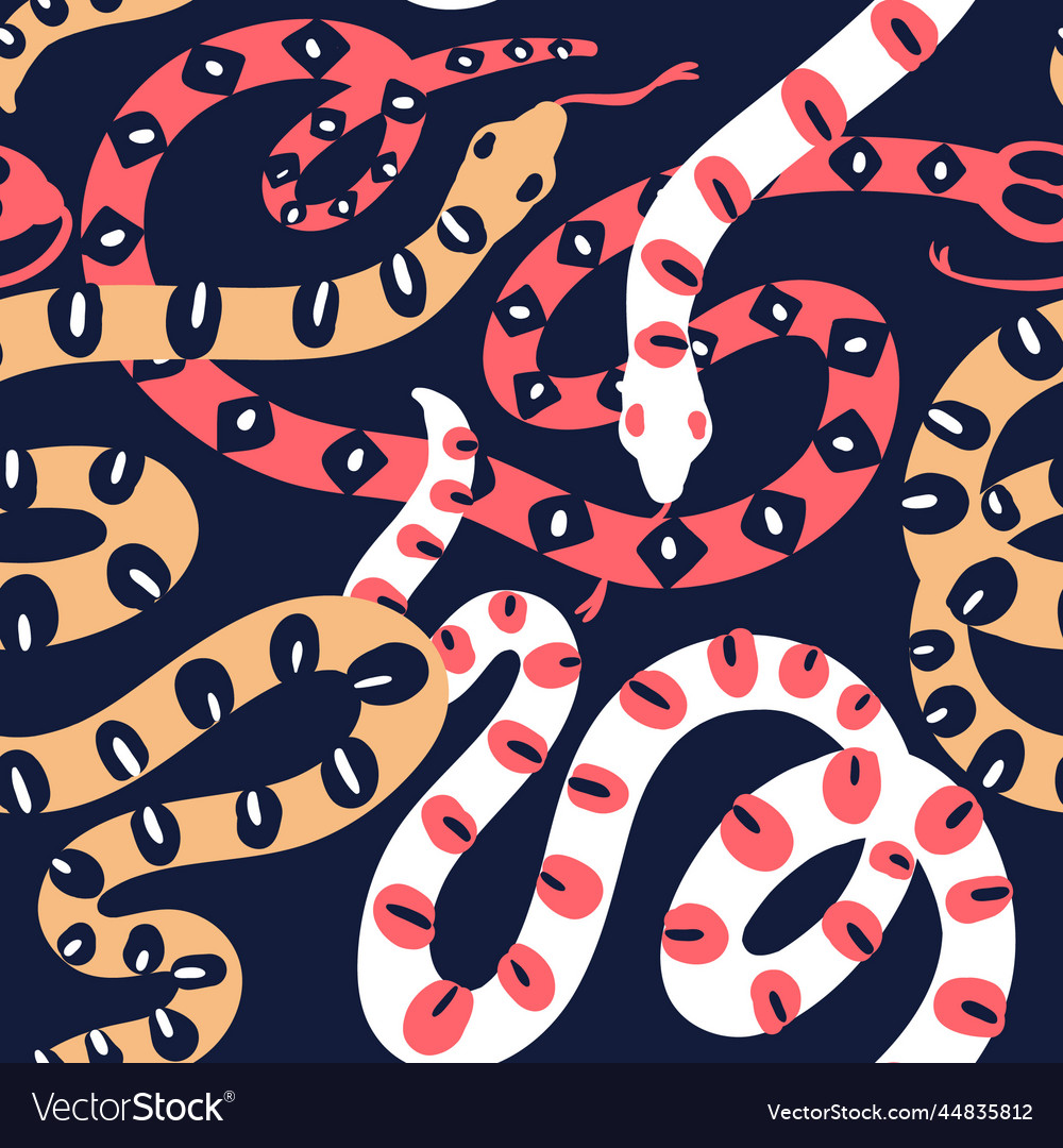 Seamless pattern with abstract snakes on a dark Vector Image