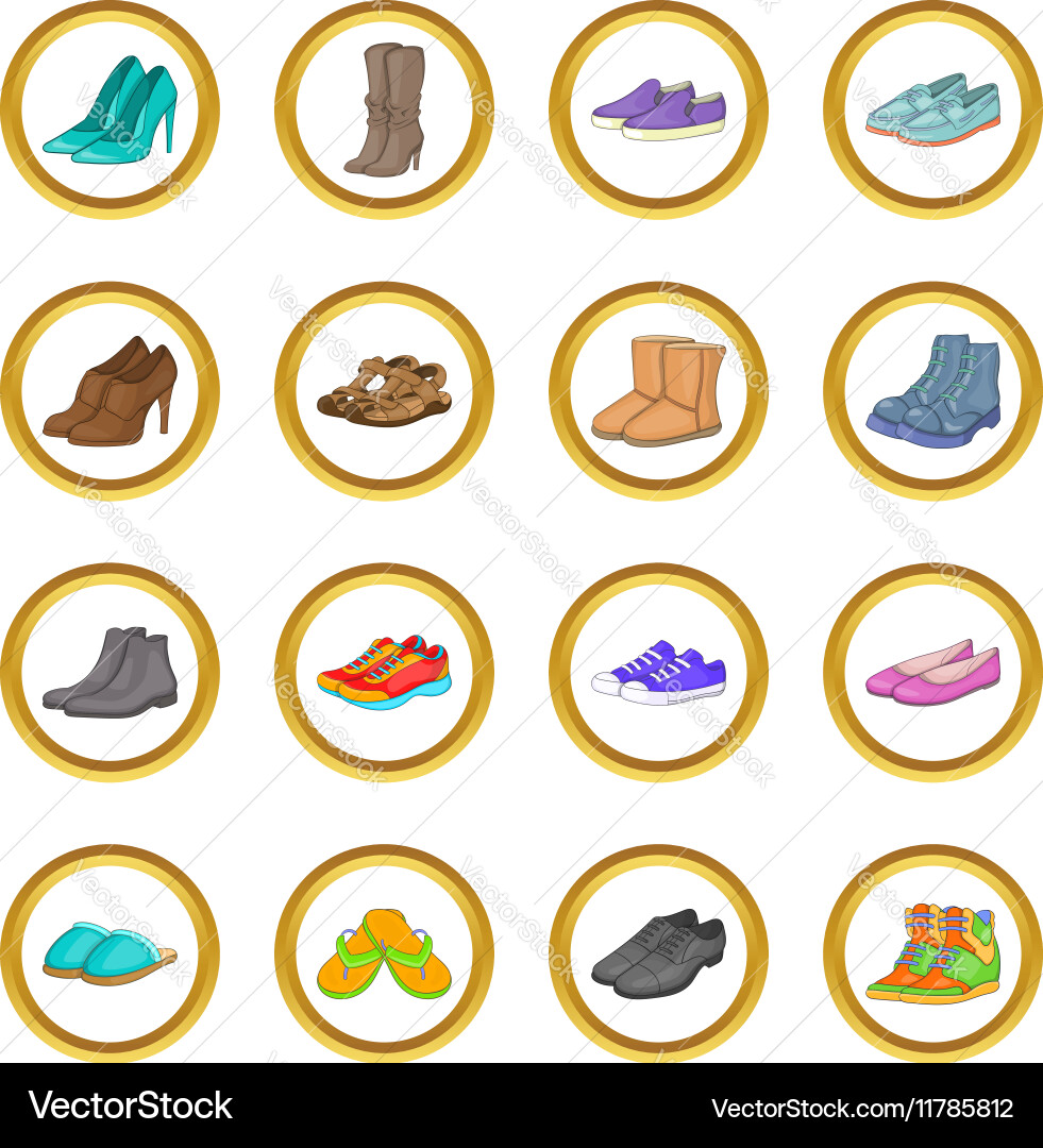 Shoe set cartoon style Royalty Free Vector Image