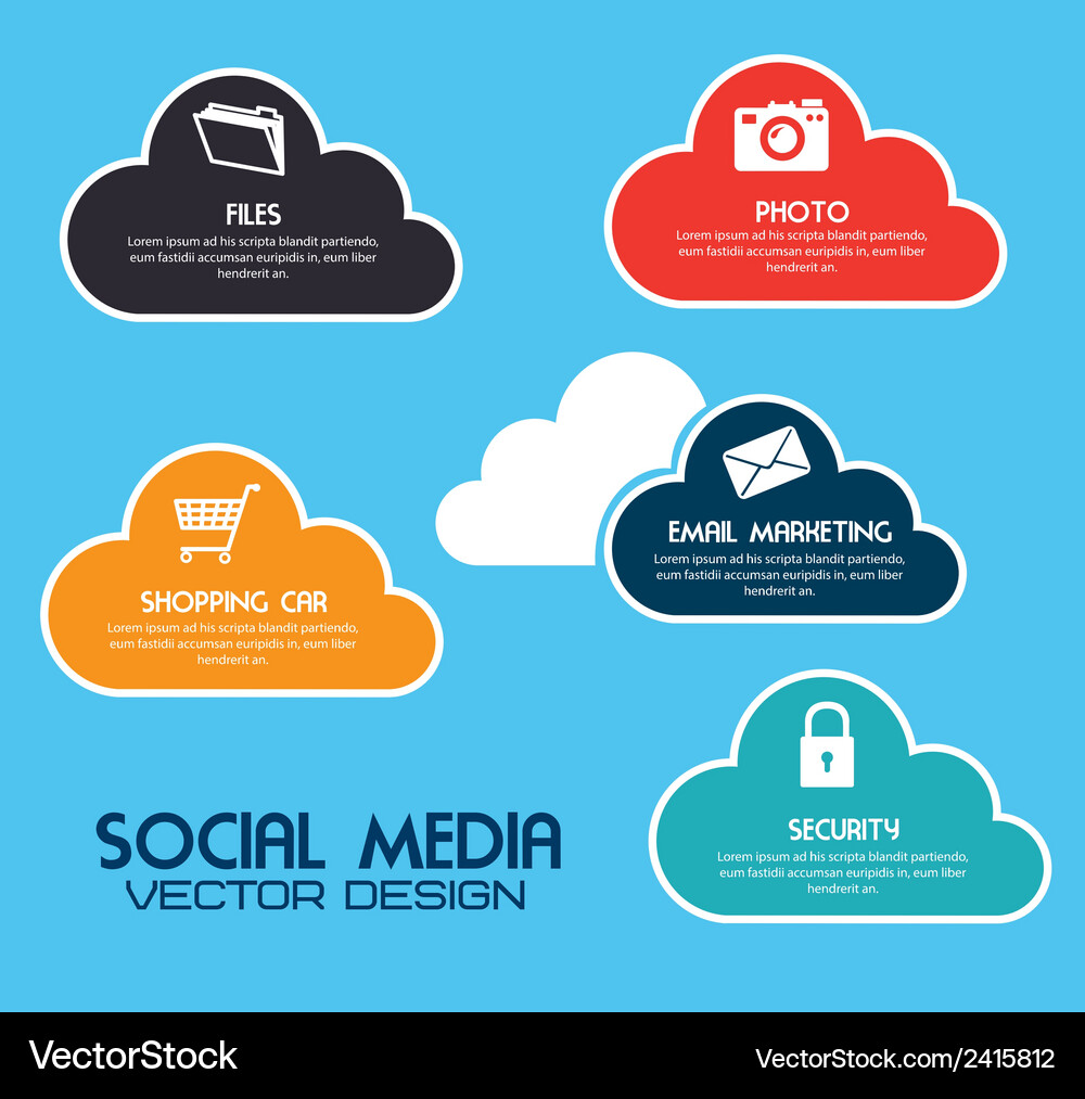 Social media design over blue background Vector Image