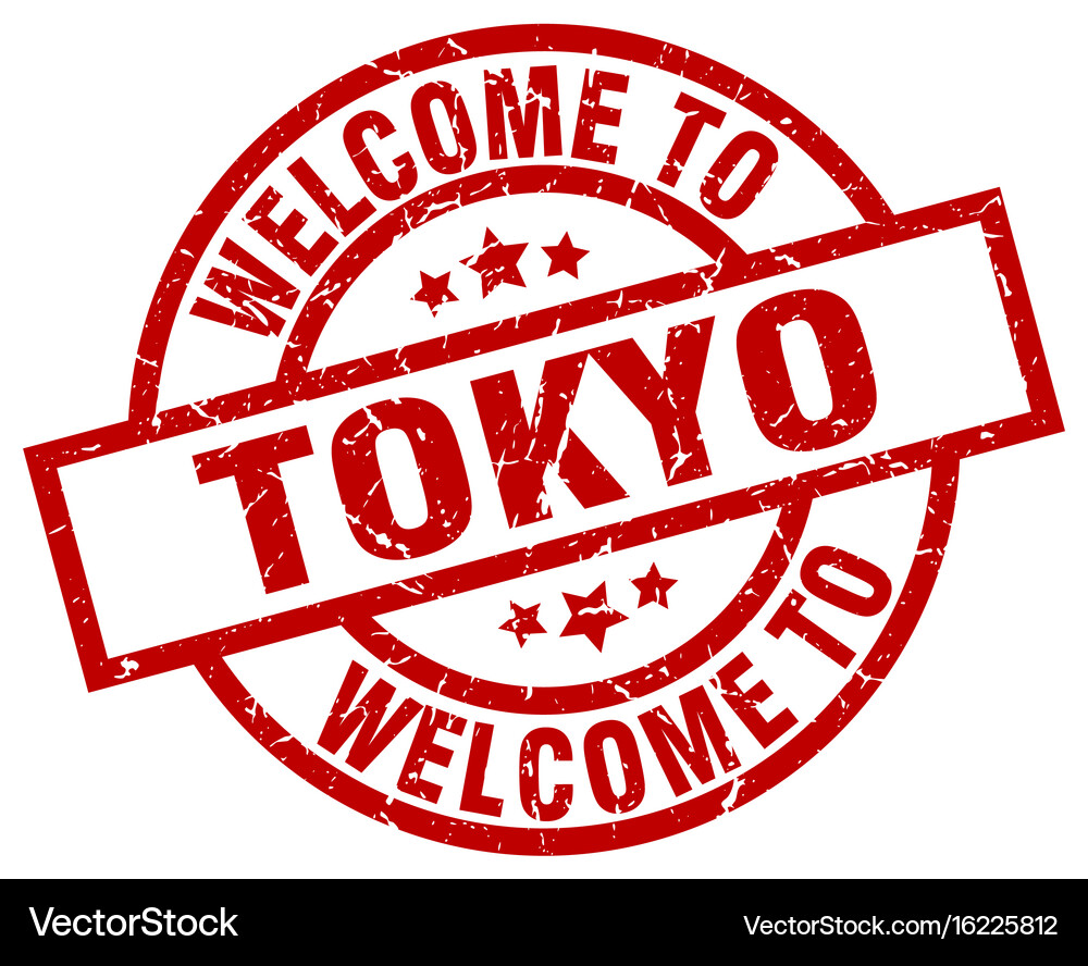 Welcome to tokyo red stamp Royalty Free Vector Image