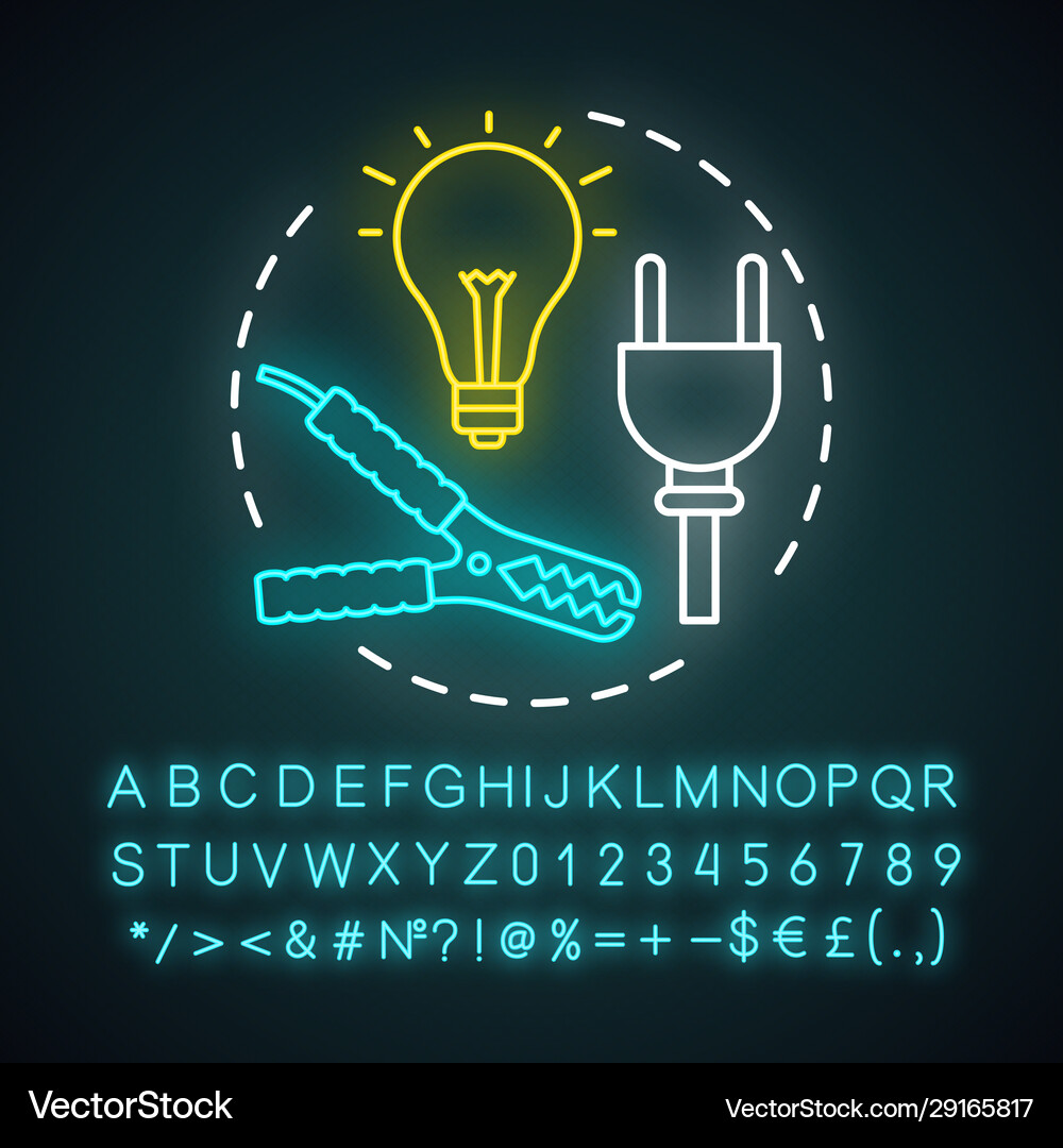 Electric service neon light concept icon home Vector Image
